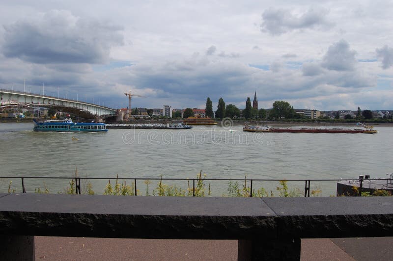 Rhine at Bonn. River - Slogger. Stock Photo - Image of cargo ...