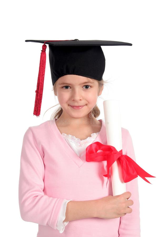 Meisje in graduatie GLB stock afbeelding. Image of schoolmeisje - 1903045