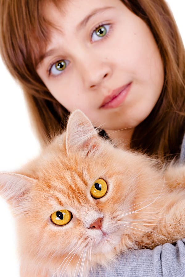 Meisje met een kat stock foto. Image of verlangen, mooi - 16746548