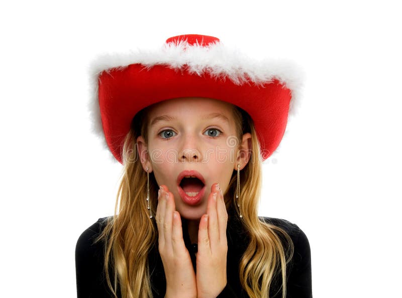 Meisje Met Verbaasd Kerstmishoed Lookes Stock Foto - Image of kinderen ...