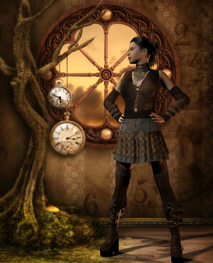 Meisje in Steampunk-uitrusting Stock Illustratie - Illustration of creatief, theater: 33249621