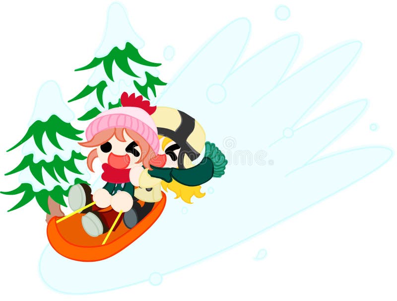 Meisjes Die Op Een Slee Uitglijden Vector Illustratie - Illustration of ...