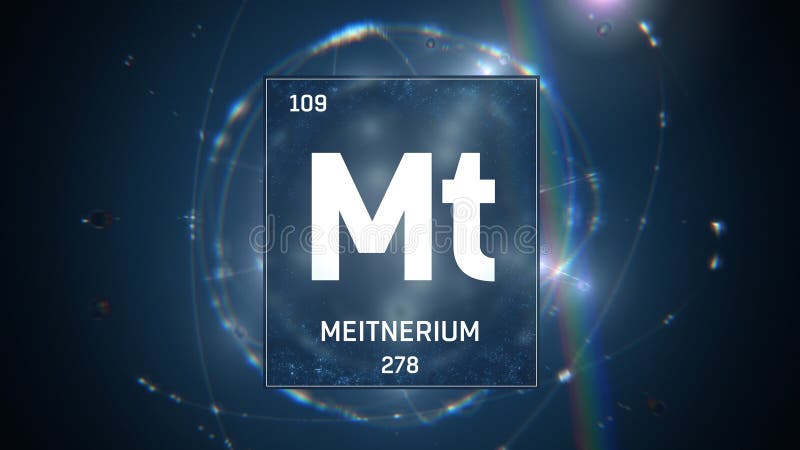 Meitnerium As Element 109 of the Periodic Table 3D Illustration on Blue ...