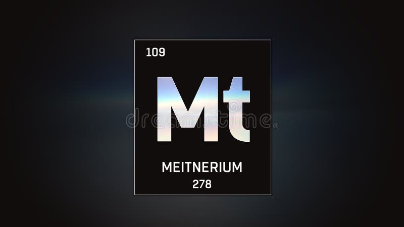 Meitnerium As Element 109 of the Periodic Table 3D Illustration on Grey ...