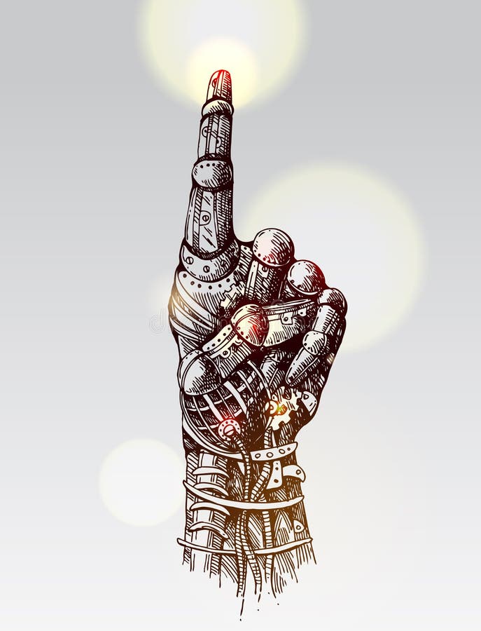 Mekaniskt peka finger vektor illustrationer. Illustration av skydd ...