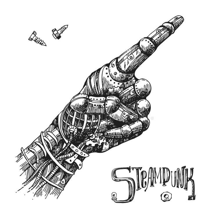 Mekaniskt peka finger vektor illustrationer. Illustration av apparater ...