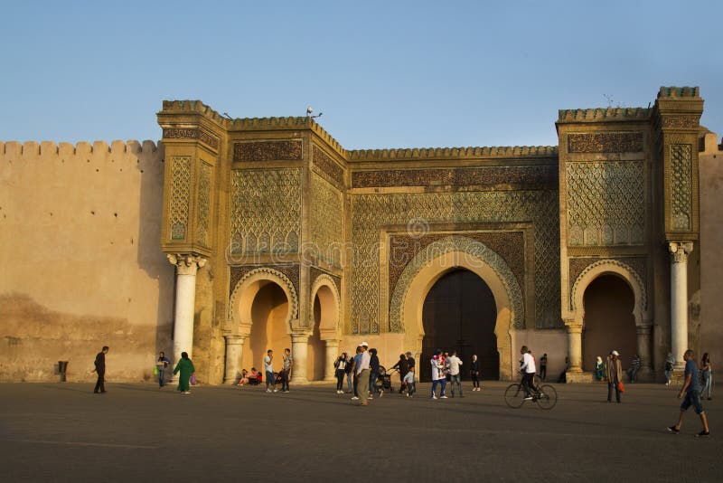 The Bab Mansour Gate in Meknes, Morocco. Editorial Stock Photo - Image ...