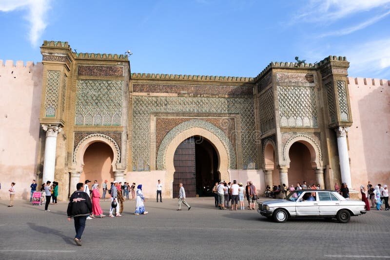 Meknes Old City Gate with Traditional Architecture - Morocco Editorial ...