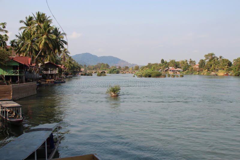 Mekong River at Khone Island (laos) Stock Image - Image of forest ...