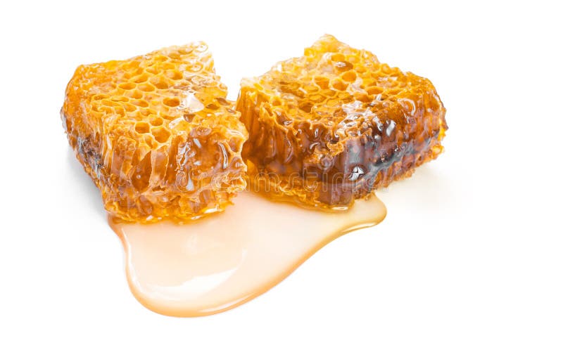 Mel Com O Favo De Mel Isolado No Fundo Branco Imagem de Stock - Imagem ...