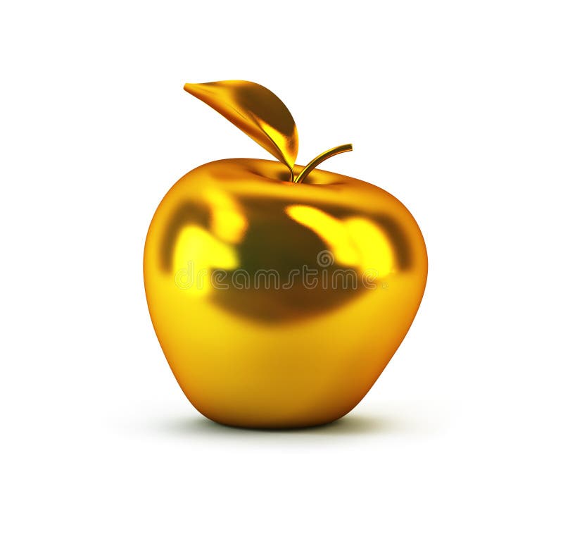Mela dorata 3d illustrazione di stock. Illustrazione di dorato - 7489928
