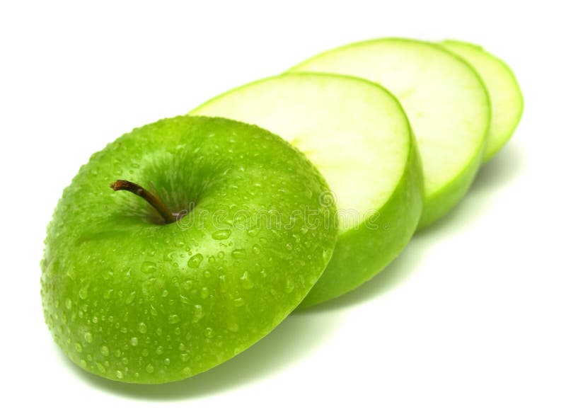 Mela Verde Tagliata Sulle Parti Fotografia Stock - Immagine di ...