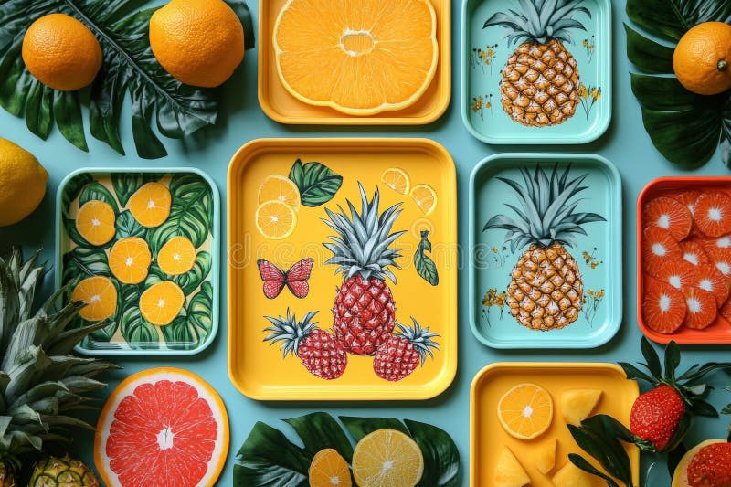 A Melamine Tray with Colorful Designs, Modern and Functional, Kitchen ...