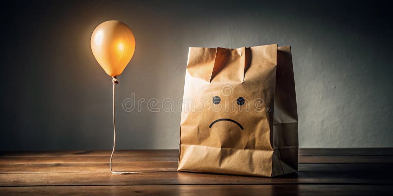 Melancholy Paper Bag Balloon a LowLight Study in Soft Hues Against a ...