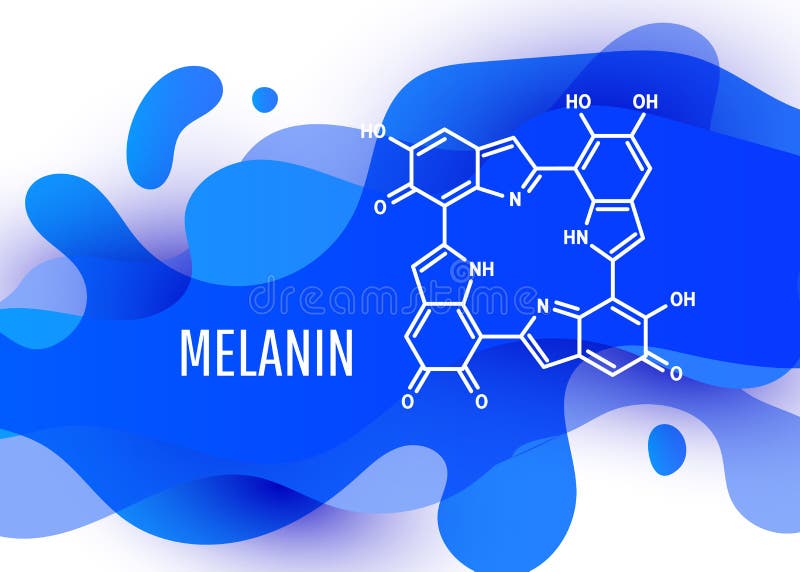 Melanin Structural Chemical Formula with Blue Liquid Fluid Gradient ...