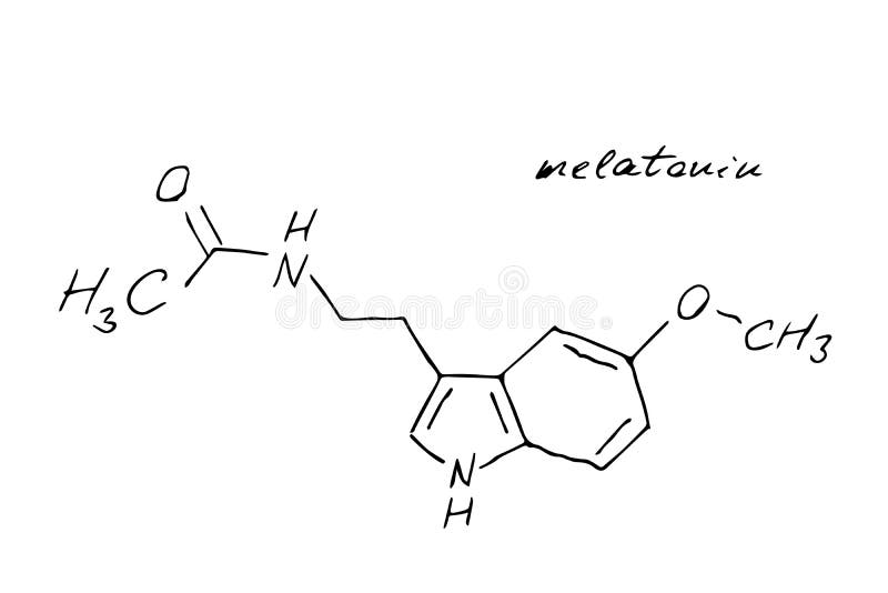 Melatonin Chemistry Molecule Formula Hand Drawn Imitation Stock ...