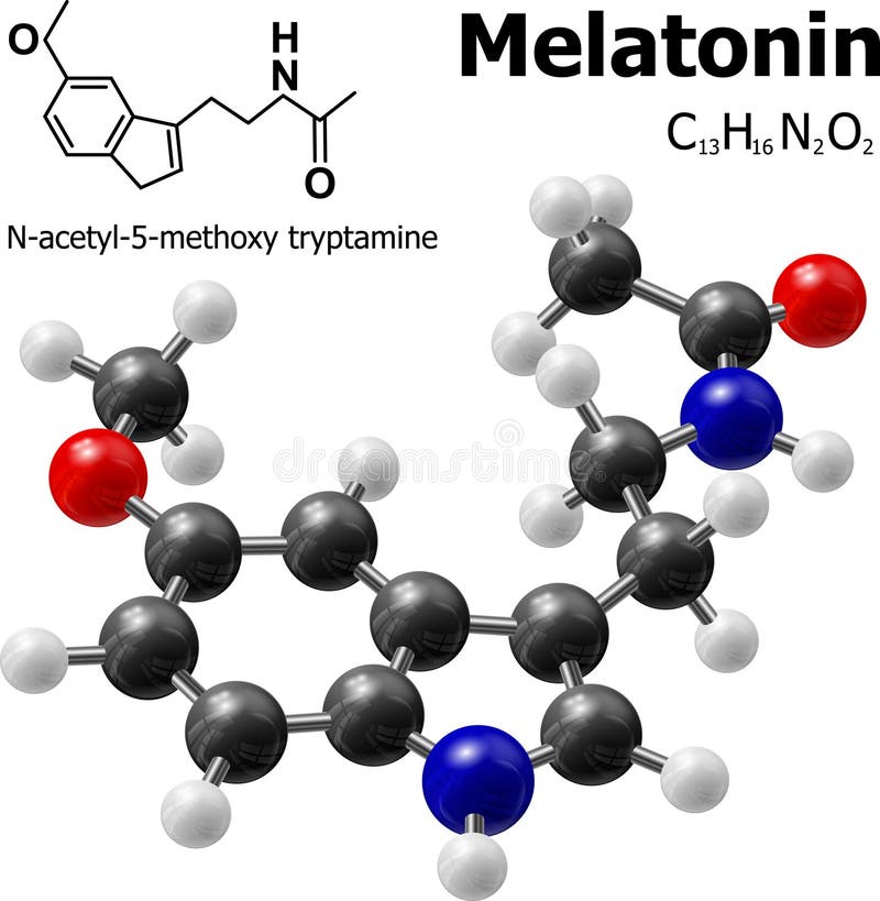 Melatonin molecule stock illustration. Illustration of appetite - 63747541