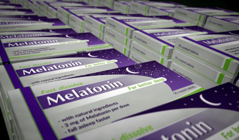 Melatonin Sleeplessness and Insomnia Tablets Pack 3d Illustration Stock ...