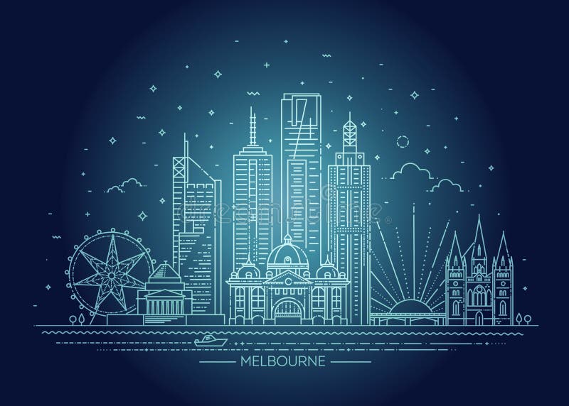 Melbourne Skyline Line Stock Illustrations – 178 Melbourne Skyline Line ...