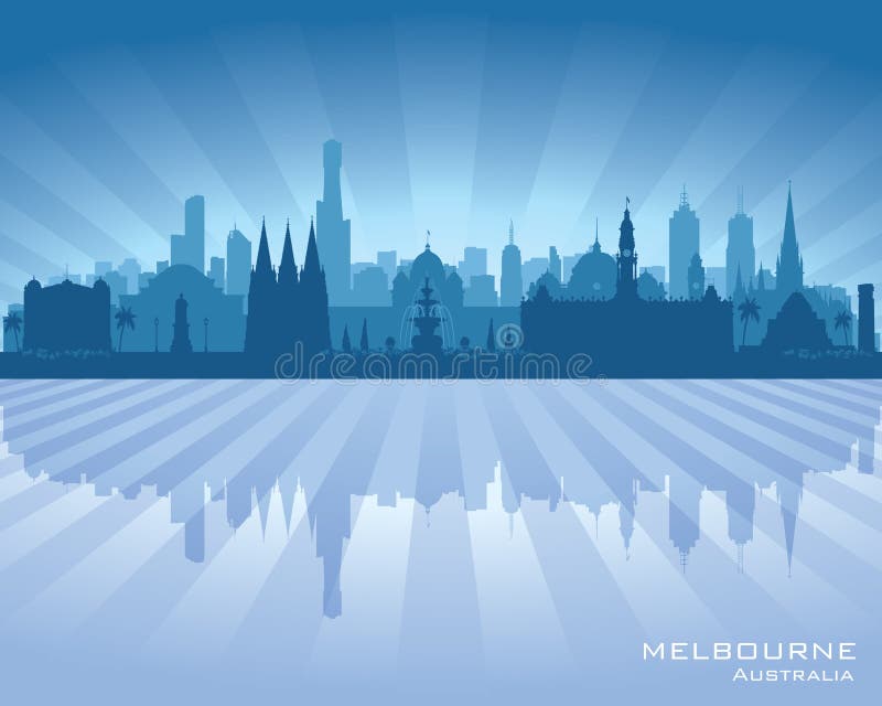 Melbourne Australia City Skyline Vector Silhouette Stock Vector ...