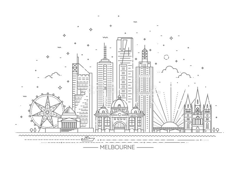 Melbourne Australia City Skyline on White Background. Vector ...