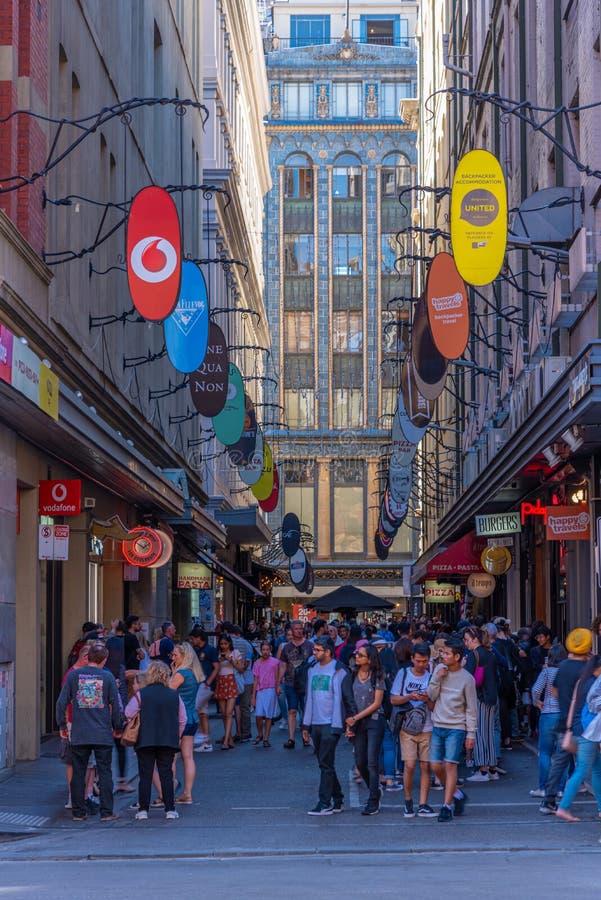 MELBOURNE, AUSTRALIA, DECEMBER 31, 2019: Busy Street in Central ...