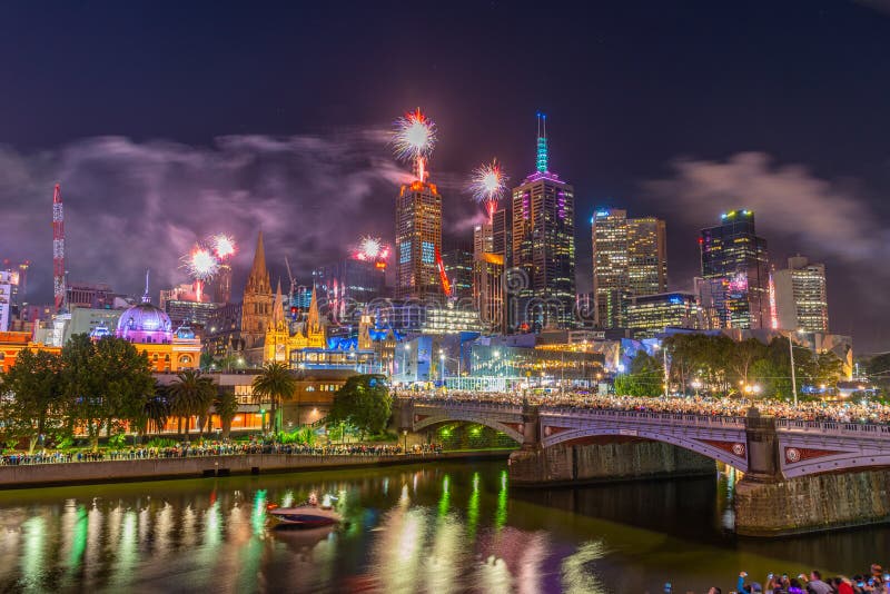 MELBOURNE, AUSTRALIA, DECEMBER 31, 2019: New Years Fireworks Over ...