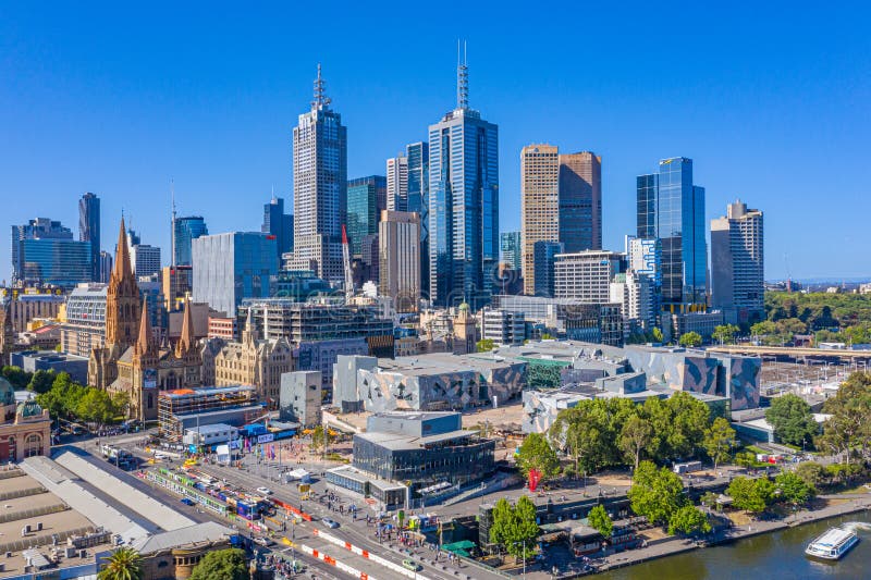 MELBOURNE, AUSTRALIA, DECEMBER 31, 2019: Skyline of Melbourne Viewed ...