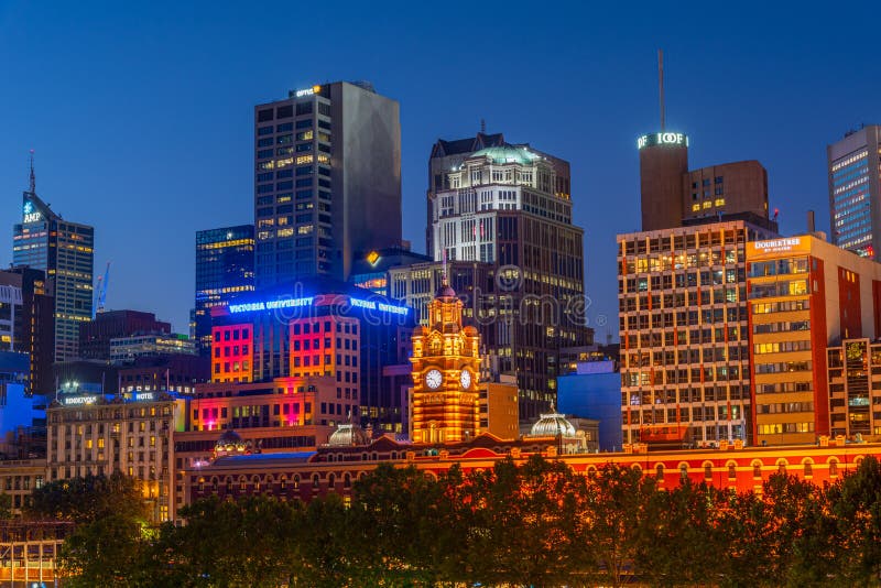 MELBOURNE, AUSTRALIA, DECEMBER 31, 2019: Sunset View of Cityscape of ...