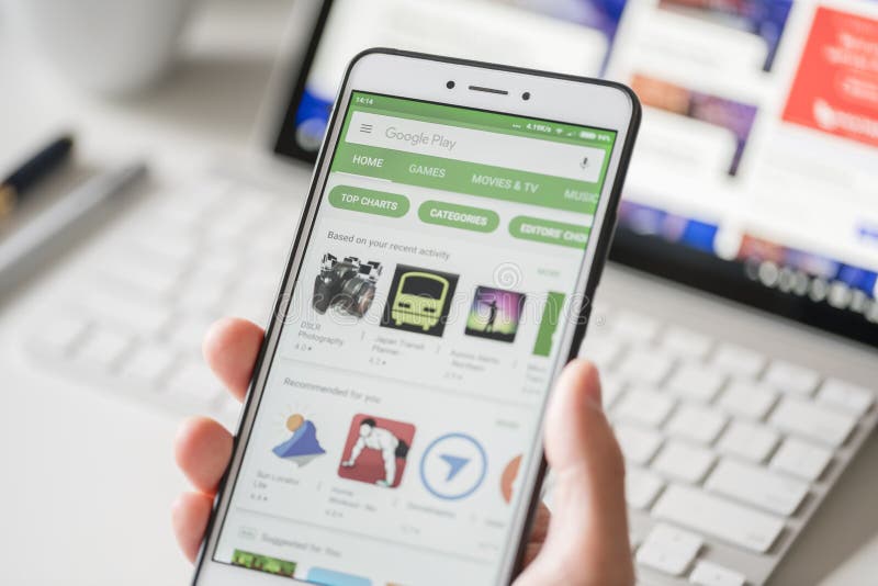 Browsing the Google Play Store on a Smartphone Editorial Photography ...