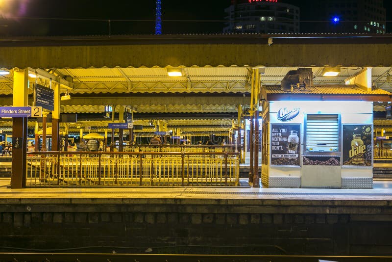 Melbourne, Australia - October 17,2013 Train Platform at Night ...