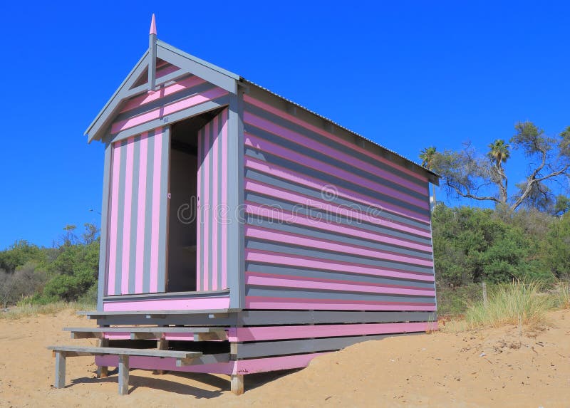 Melbourne Beach Bathing Box Australia Stock Image - Image of stripe ...