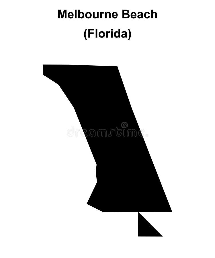 Melbourne Beach Outline Map Stock Vector - Illustration of contour ...