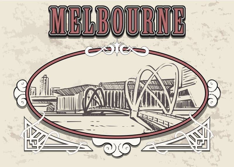 Melbourne Bridge Sketch. Melbourne Hand Drawn Vector Illustration Stock ...
