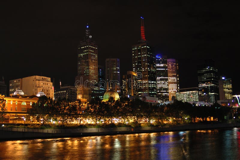 Melbourne City at Night stock image. Image of central - 14813673