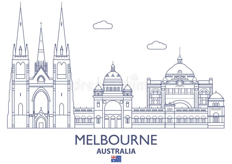 Melbourne City Skyline, Australia Stock Vector - Illustration of ...