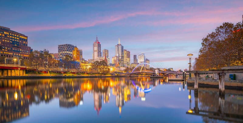 Melbourne City Skyline at Twilight ,Australia Editorial Image - Image ...