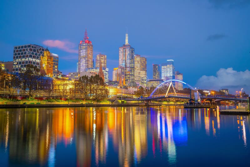 Melbourne City Skyline at Twilight ,Australia Editorial Photo - Image ...