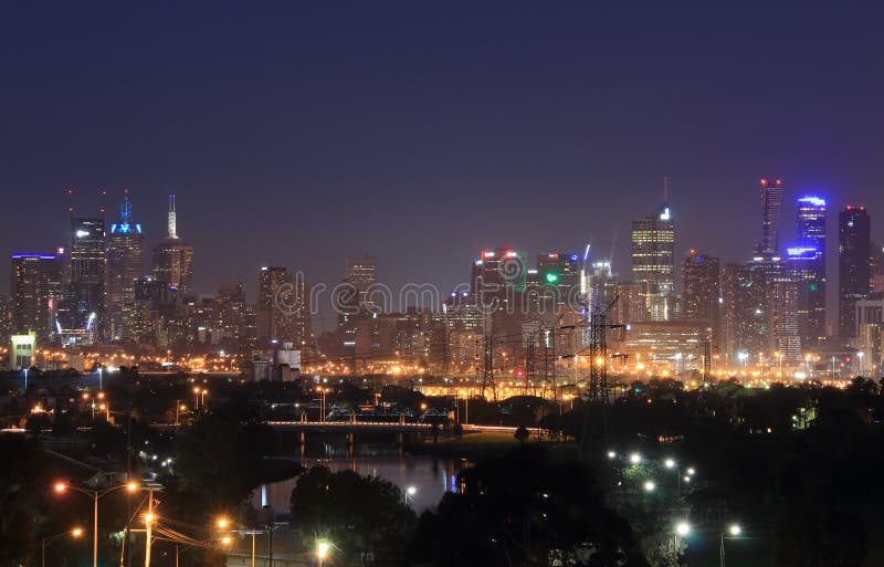 Melbourne Cityscape Night View Australia Stock Photo - Image of ...