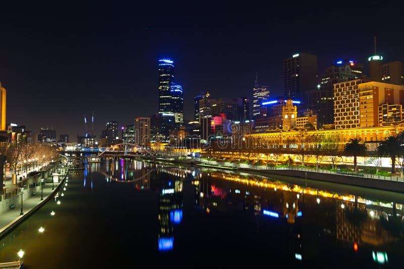 Melbourne at night stock photo. Image of cityscape, tourism - 18056494