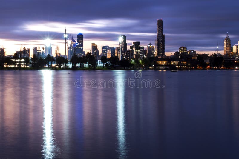 Melbourne at night stock image. Image of melbourne, night - 25442545