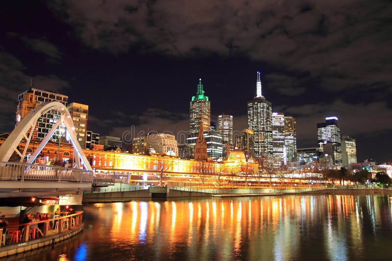 Melbourne at night stock image. Image of orange, building - 23986003