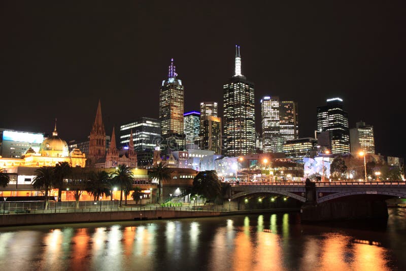 Melbourne at Night, Victoria, Australia Stock Image - Image of ...