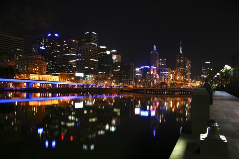 Melbourne At Night, Victoria, Australia Stock Image - Image of ...