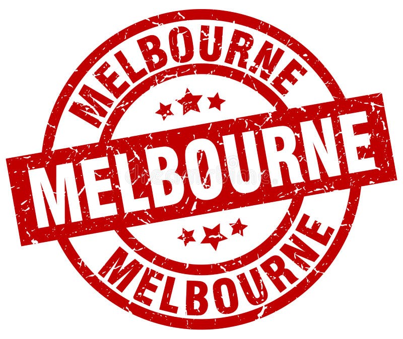 Melbourne red round stamp stock vector. Illustration of sticker - 95267572