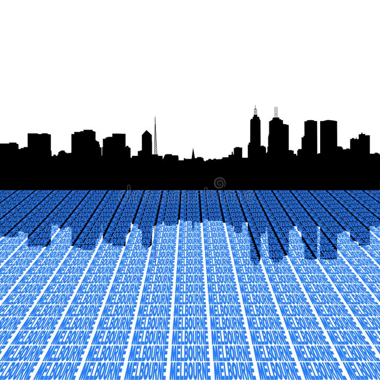 Melbourne Skyline with Text Stock Vector - Illustration of australian ...