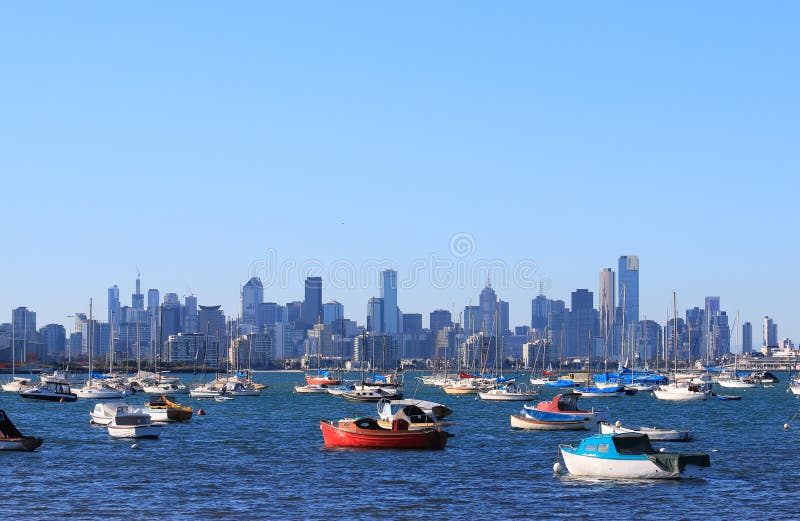 Melbourne Yacht Harbour Cityscape Australia Stock Photo - Image of ...