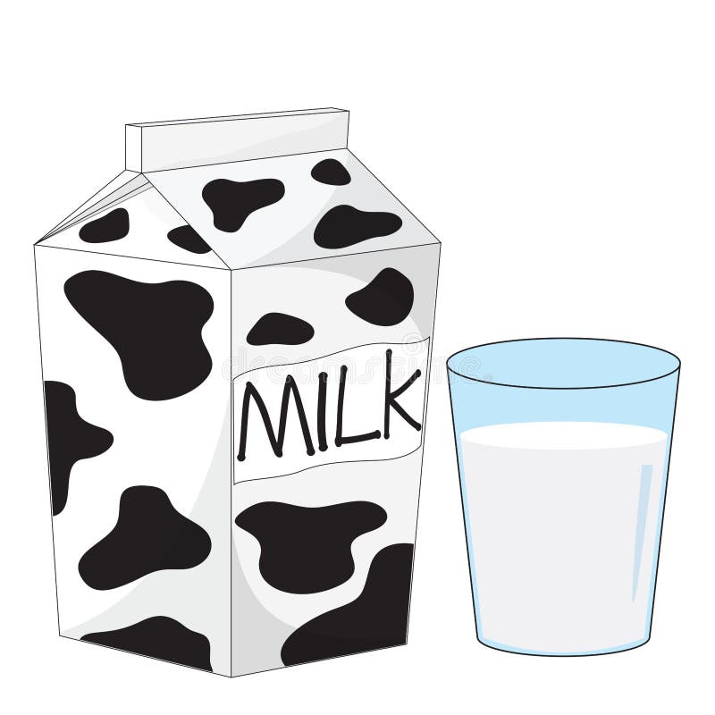 Het Karton Van De Melk En Glas Melk Stock Illustratie - Illustratie ...