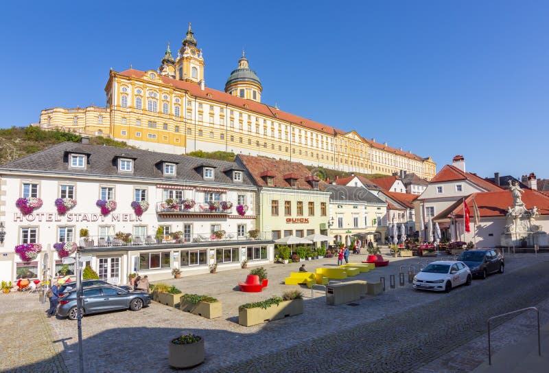 Melk, Austria - October 2021: Melk Abbey Over Old Town Editorial Image ...