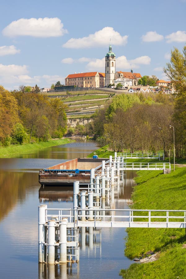 Melnik Castle with Vltava River, Czech Republic Stock Image - Image of ...